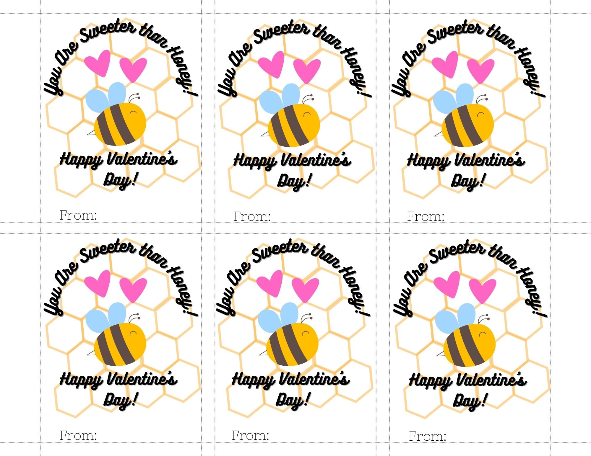 Editable Bilingual Valentine's Cards, Valentine's Gift Tags, Bumblebee ...