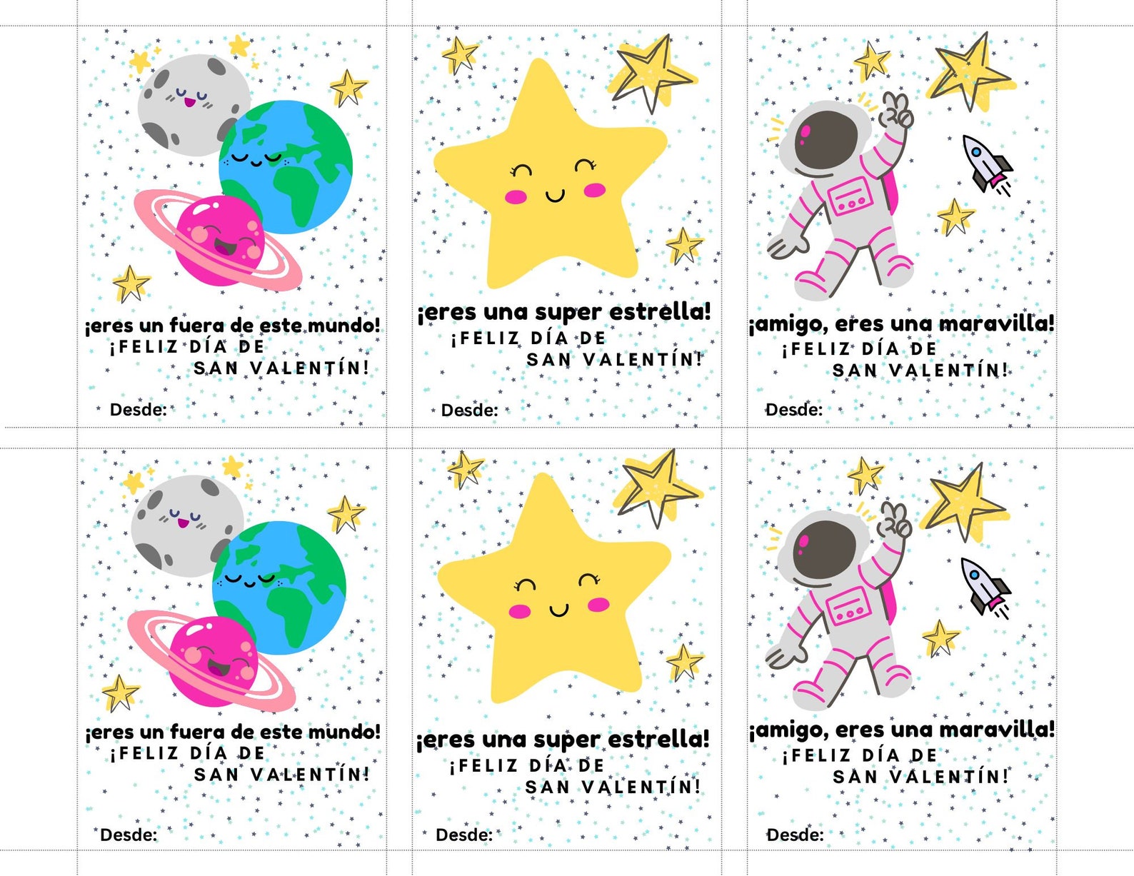 Editable Bilingual ( Spanish- English) Valentine's Day Card, Astronauts ...
