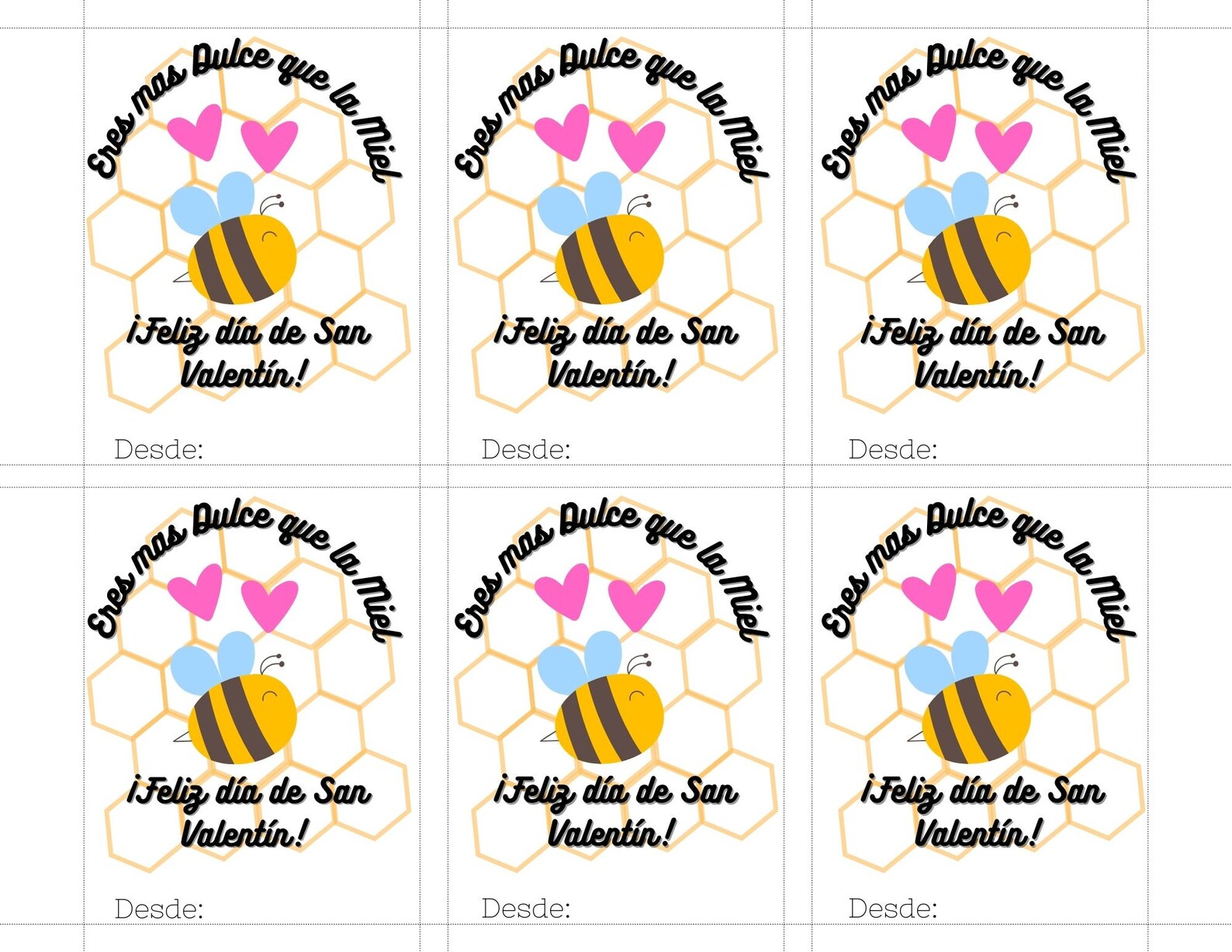Editable Bilingual Valentine's Cards, Valentine's Gift Tags, Bumblebee ...