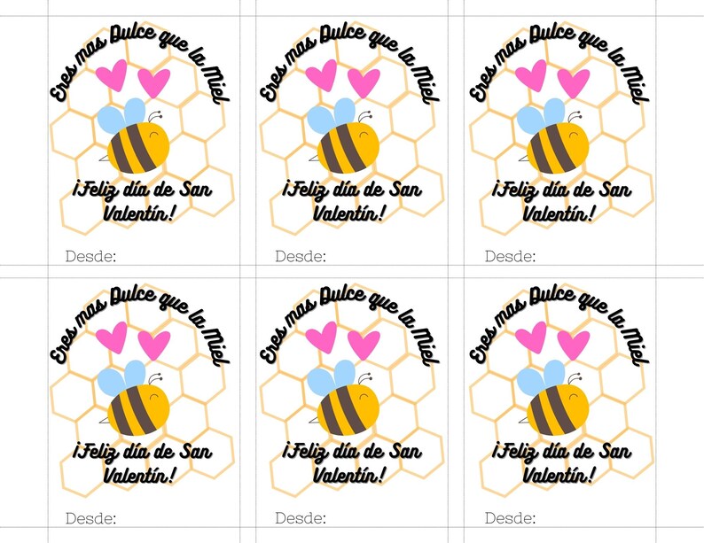 Editable Bilingual Valentine's Cards, Valentine's Gift Tags, Bumblebee ...
