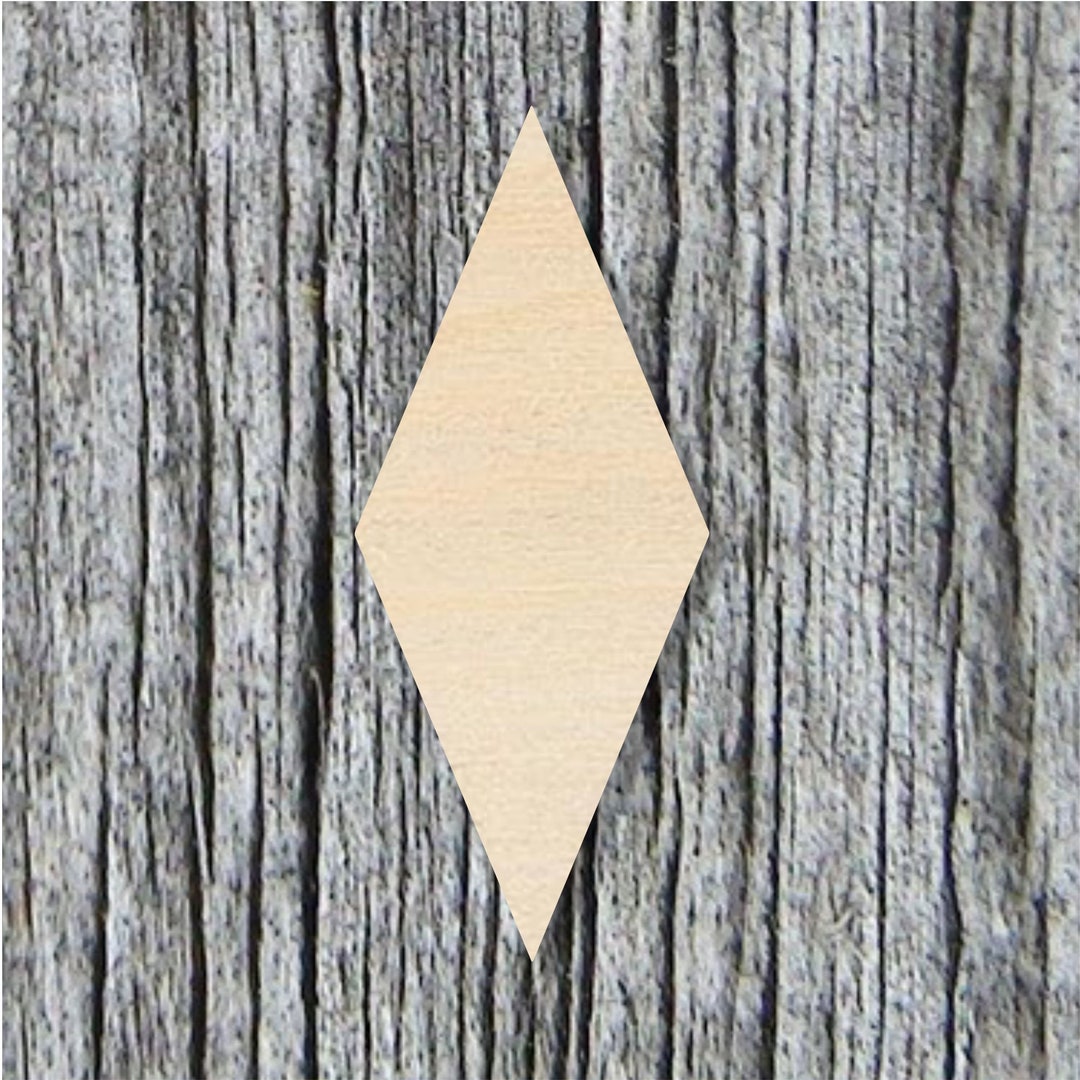 Midcentury Modern Diamond Wood Shape, Retro Diamond Unfinished Wood ...