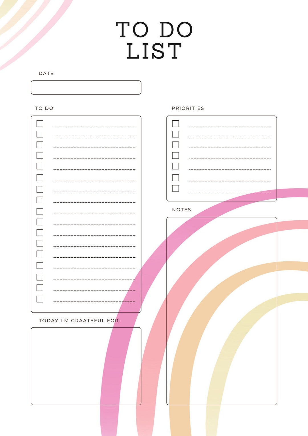 Digital Rainbow Planner | Daily To-do List | Printable | PDF | Simple ...