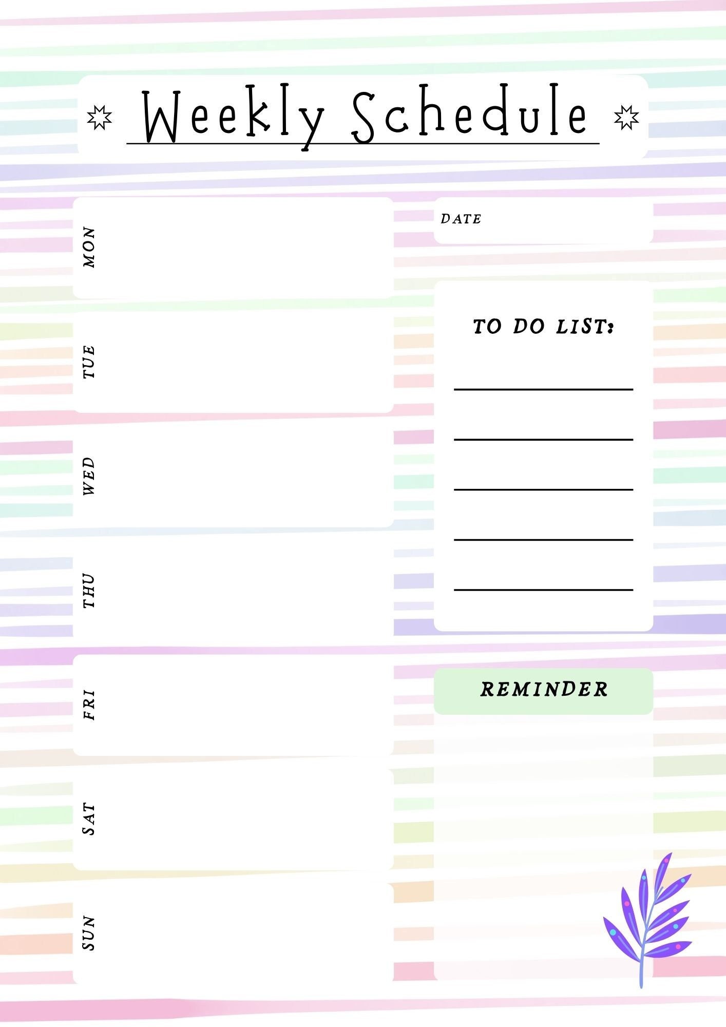 Digital Weekly Planner | Schedule | Weekly | Reminders | Printable ...
