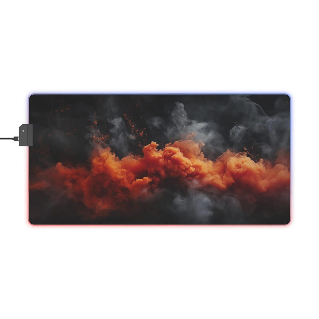 Orange Smoke Texture LED Gaming Mousepad, Desk Decor, Mousepad, Large ...