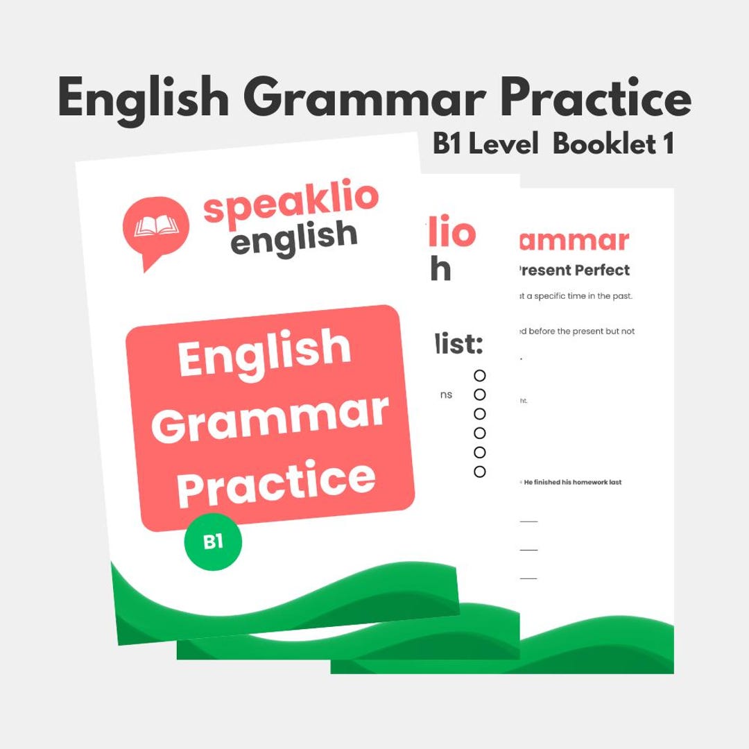 B1 English Grammar Practice Booklet: ESL Exercises (PDF Downloadable ...