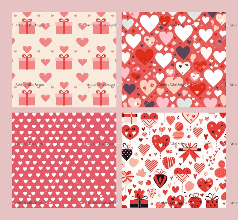 18 Seamless Valentine's Day Digital Paper, Romantic Valentine Seamless ...