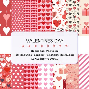 18 Seamless Valentine's Day Digital Paper, Romantic Valentine Seamless ...