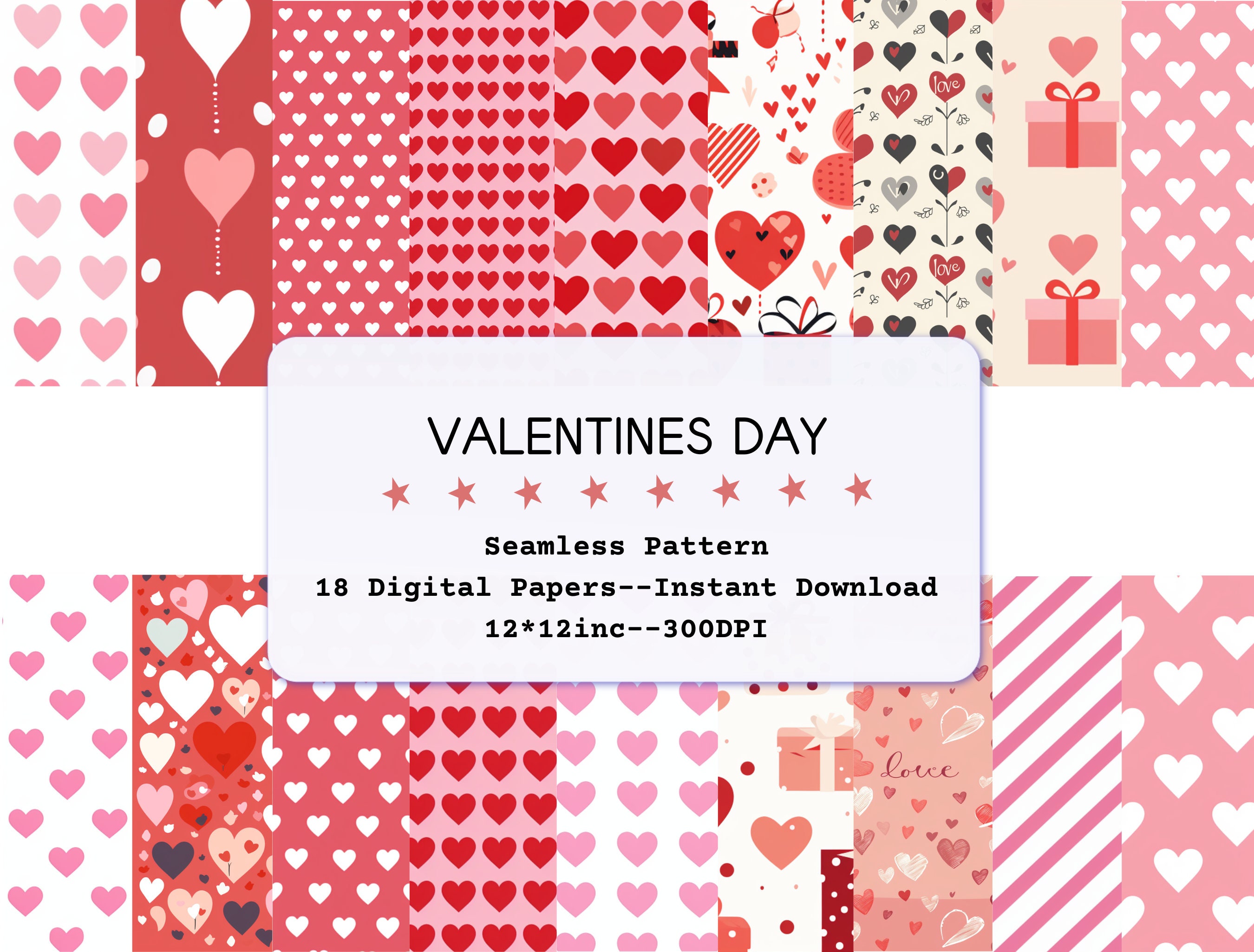 18 Seamless Valentine's Day Digital Paper, Romantic Valentine Seamless ...