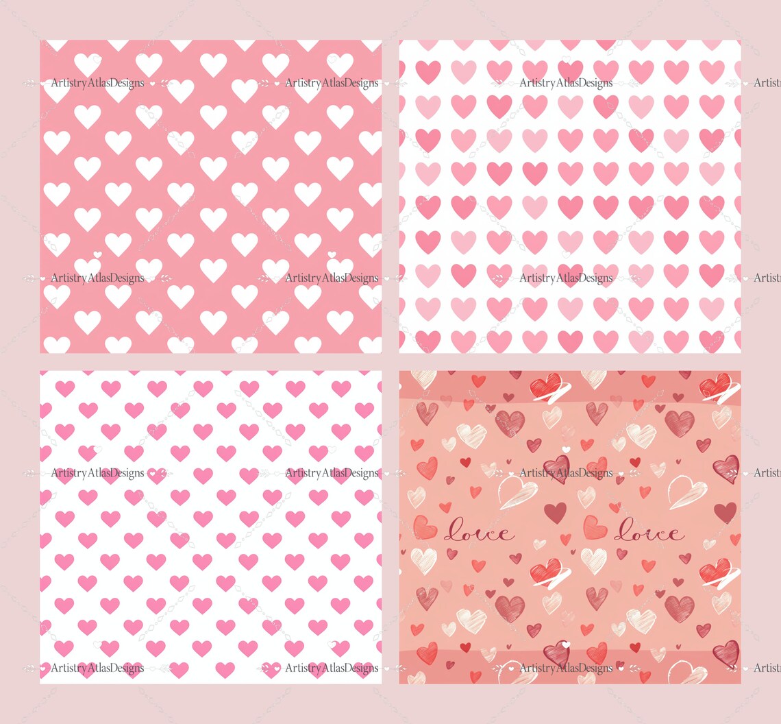 18 Seamless Valentine's Day Digital Paper, Romantic Valentine Seamless ...