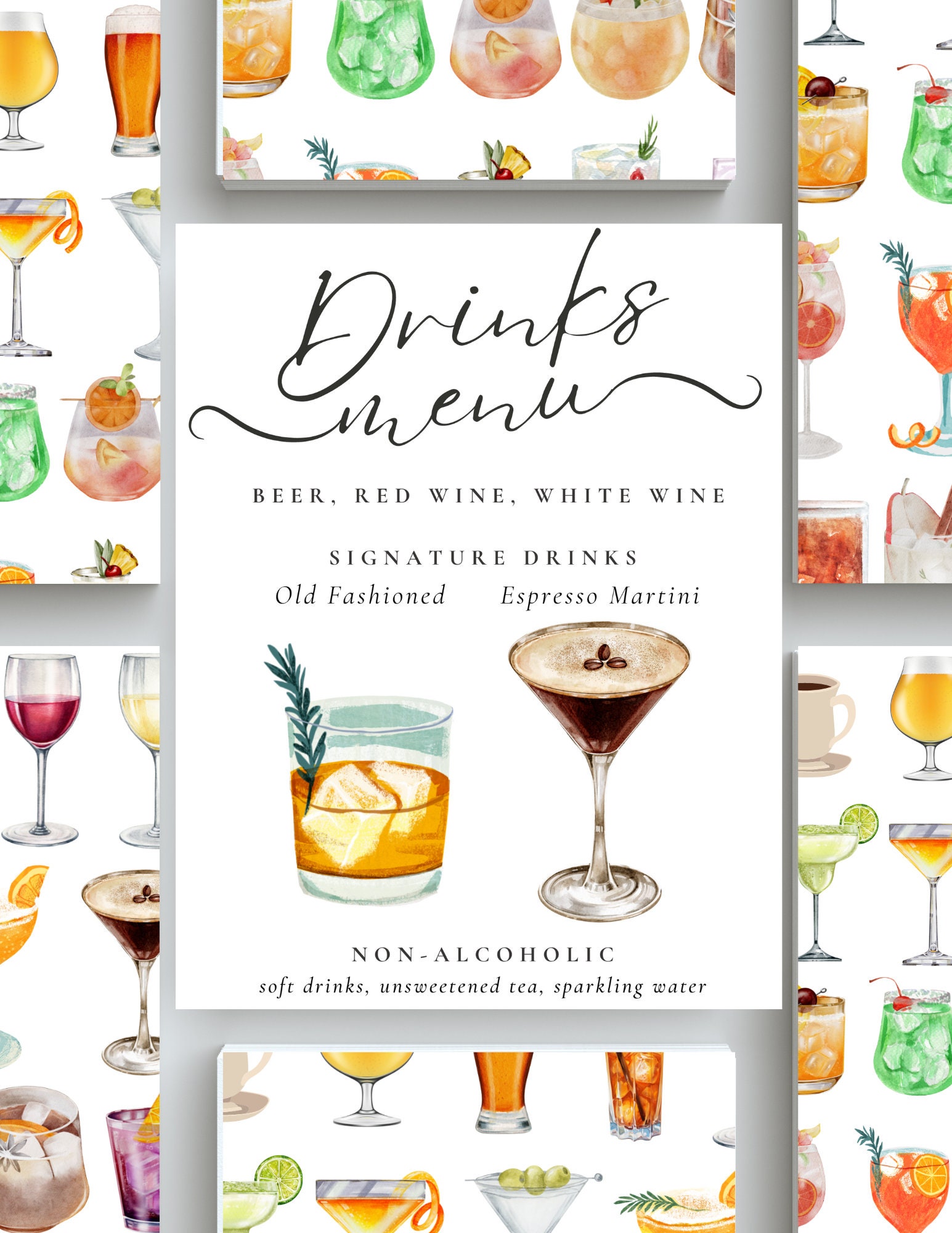 Printable Bar Menu Editable Signature Drinks Bar Menu Signature Drink ...