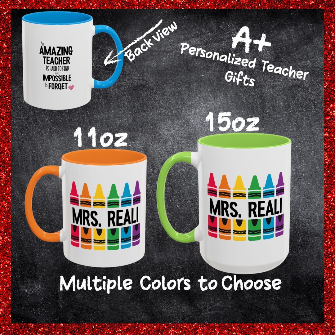 Teacher Gifts Colorful Mugs, Personalized Cups for Teachers, End of ...