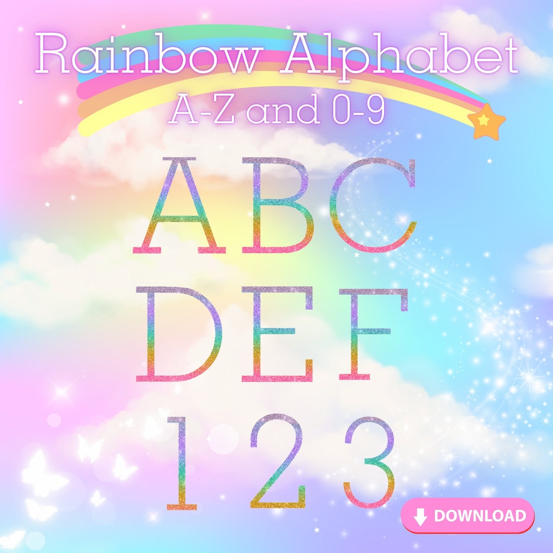 Glitter Rainbow Alphabet and Numbers - Etsy
