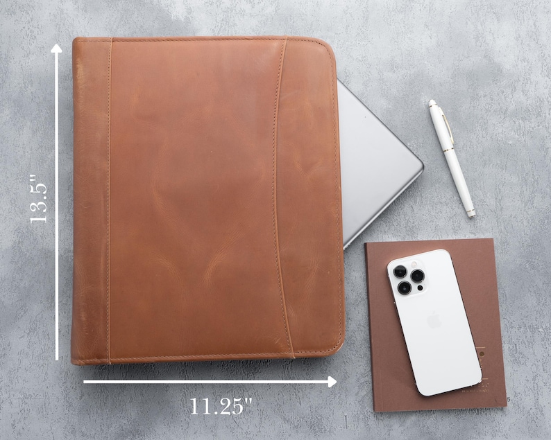 Sophisticated Leather Portfolio With Secure Zipper, Professional Gift ...