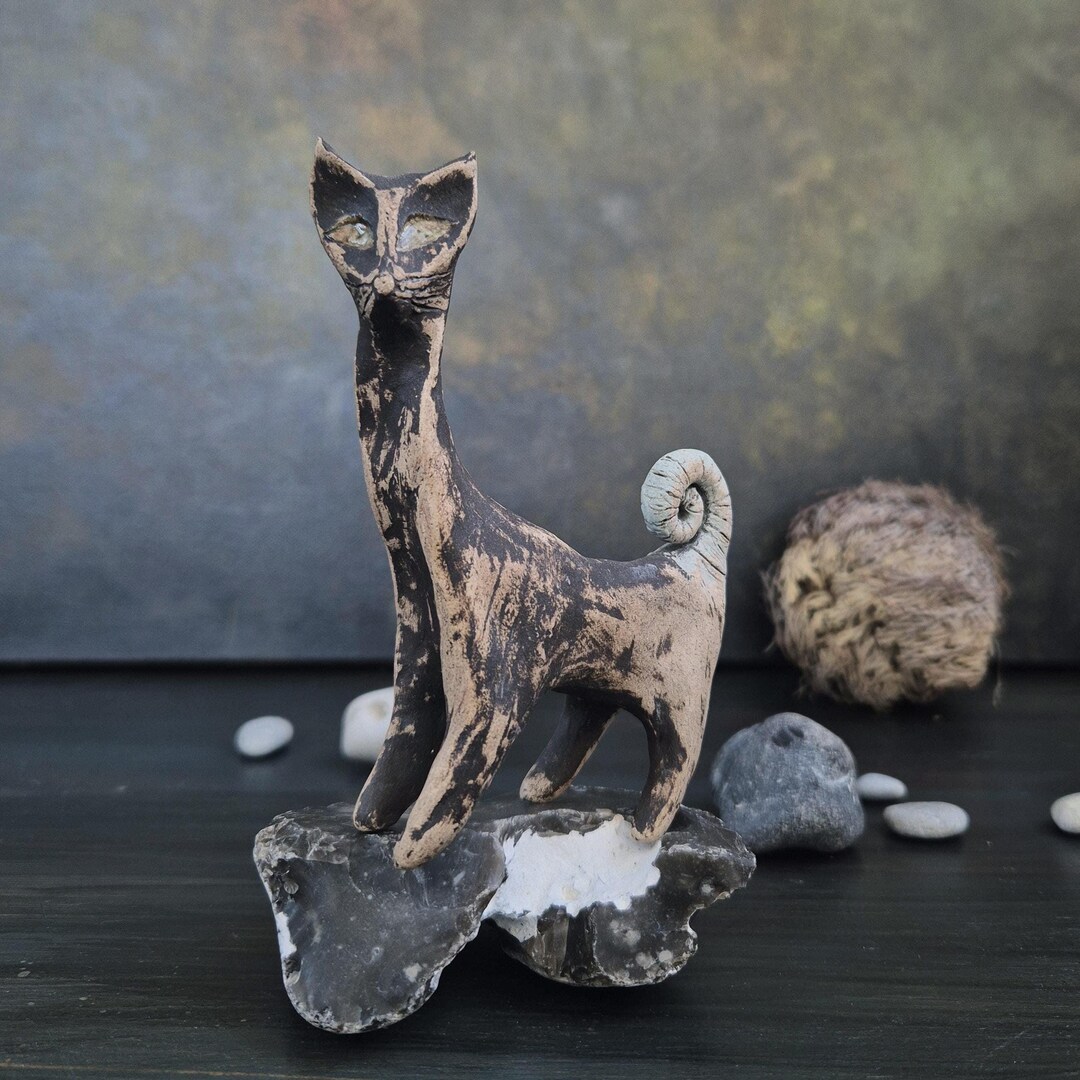 Ceramic Cat Figurine Mini Cat Figurines Funny Cat Vintage Ceramic Cat ...