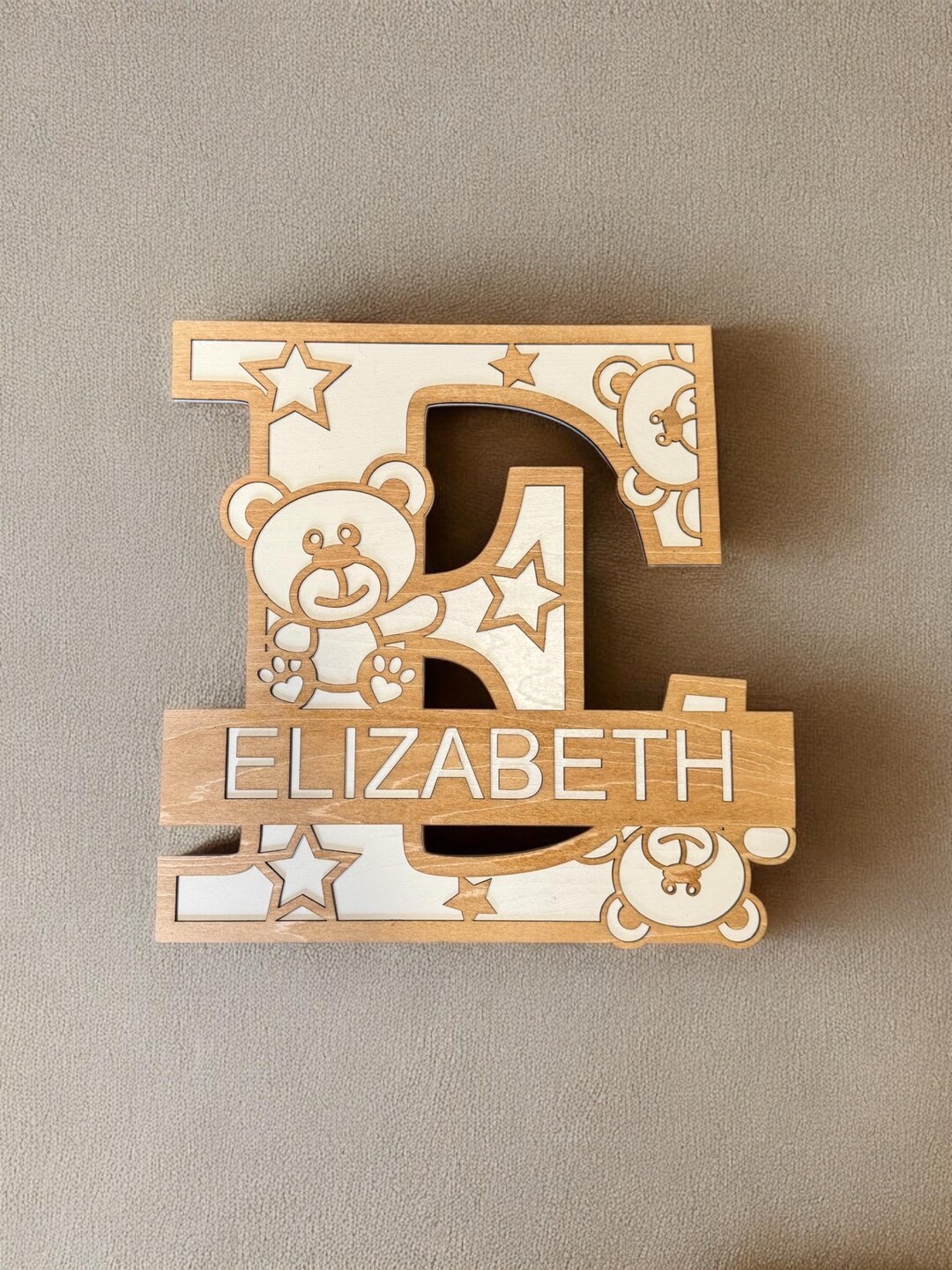 Personalised Teddy Bear Alphabet Letter | Name Wall Art | Nursery Decor ...