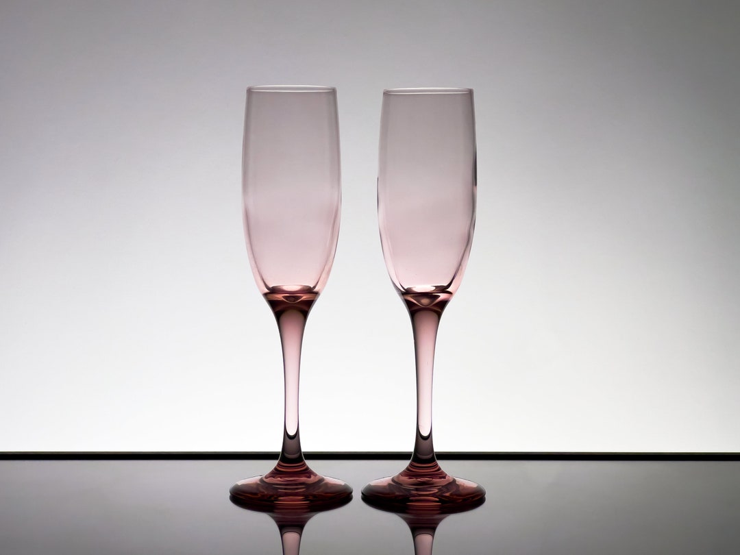Vintage Libbey Champagne Flutes in Rose Pink, Set of 2, Vintage ...