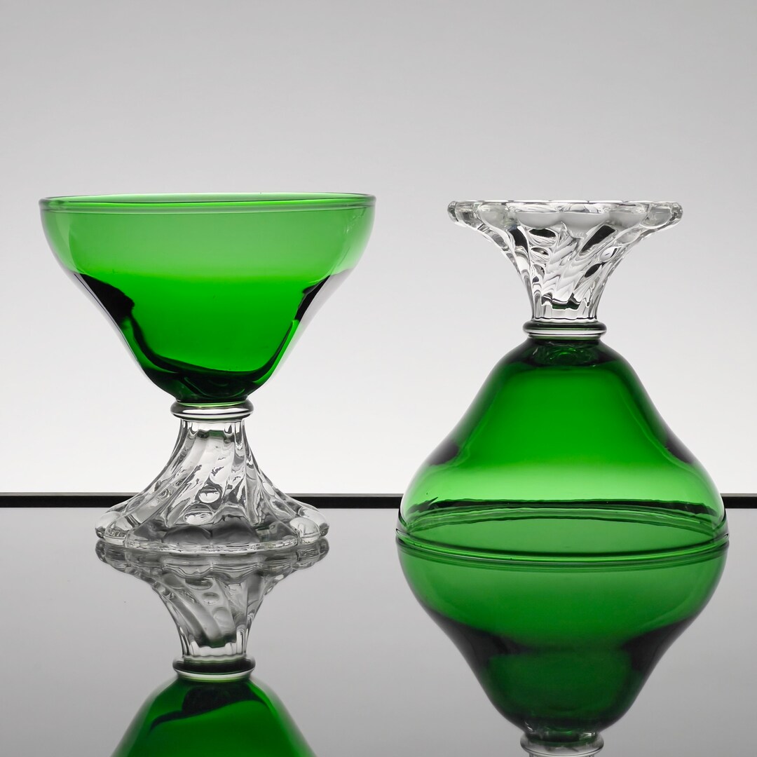 Vintage Emerald Green Dessert Dishes, Set of 2, Tall Sherbert ...