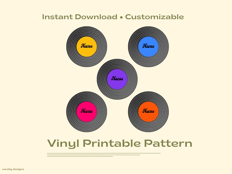 Vinyl Record Name Tag, RA Name Tag, RA Door Dec, Gift Tag, Printable ...