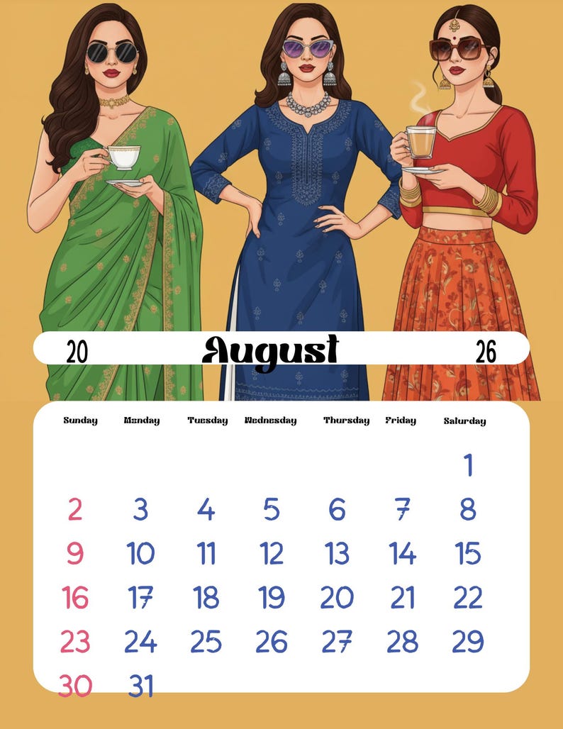 2026 Desi Girl Calander Pakistani Indian Calander - Etsy