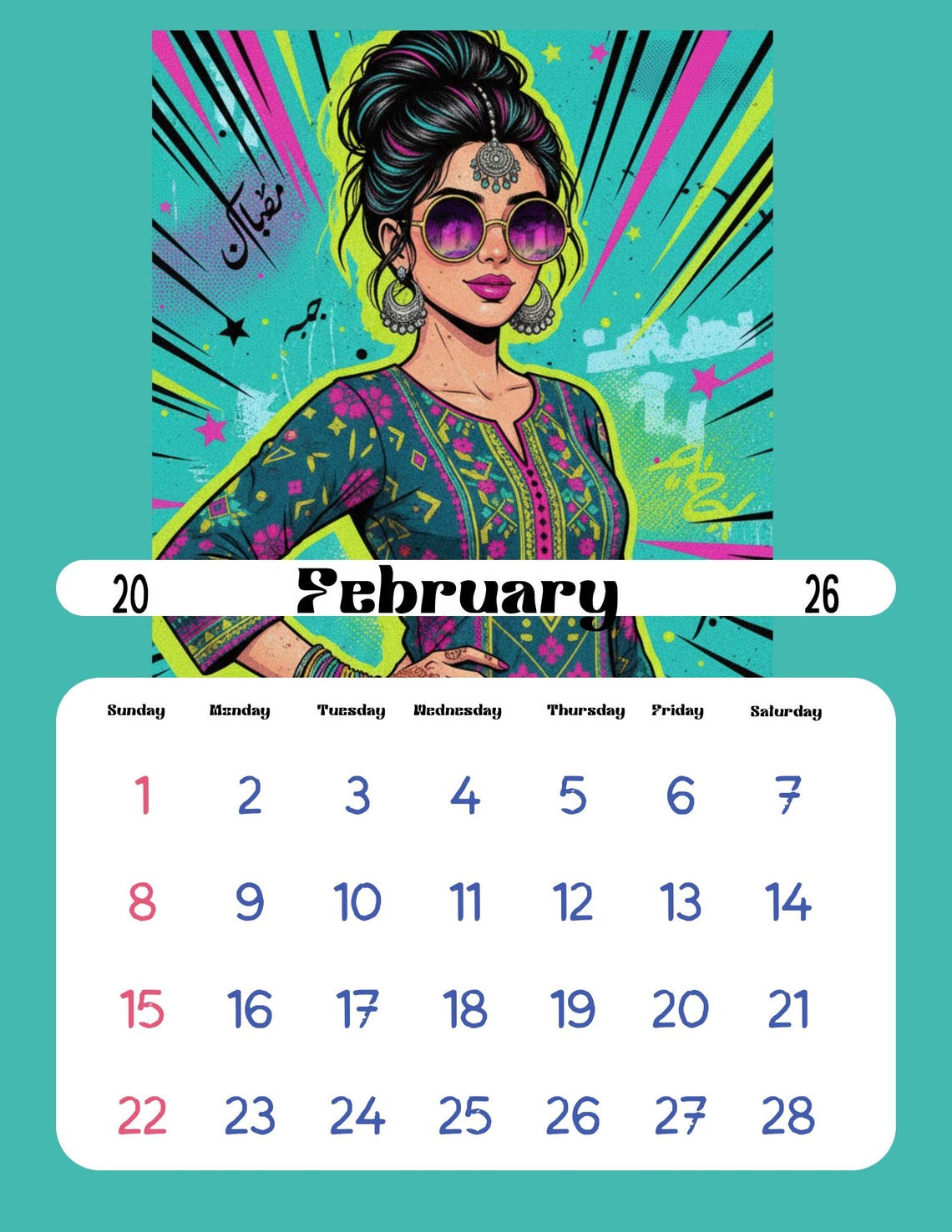 Desi Girl 2026 Calendar Pakistani Indian Desi - Etsy