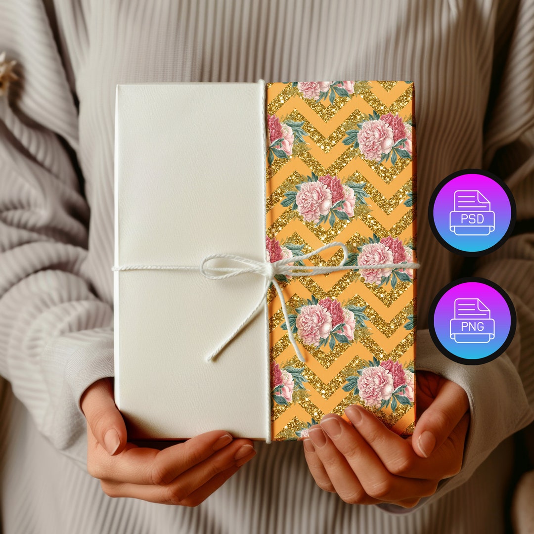 Gift Box Mockup: Wrapping Paper Design (PSD & PNG) - Etsy
