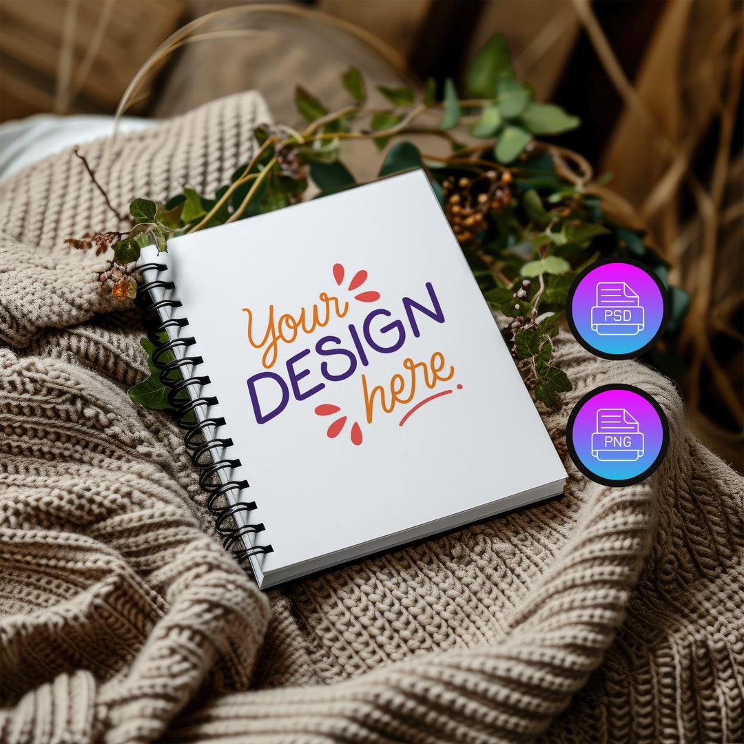 Spiral Bound Journal Mockup | Boho Journal Mockup | Black Spiral ...