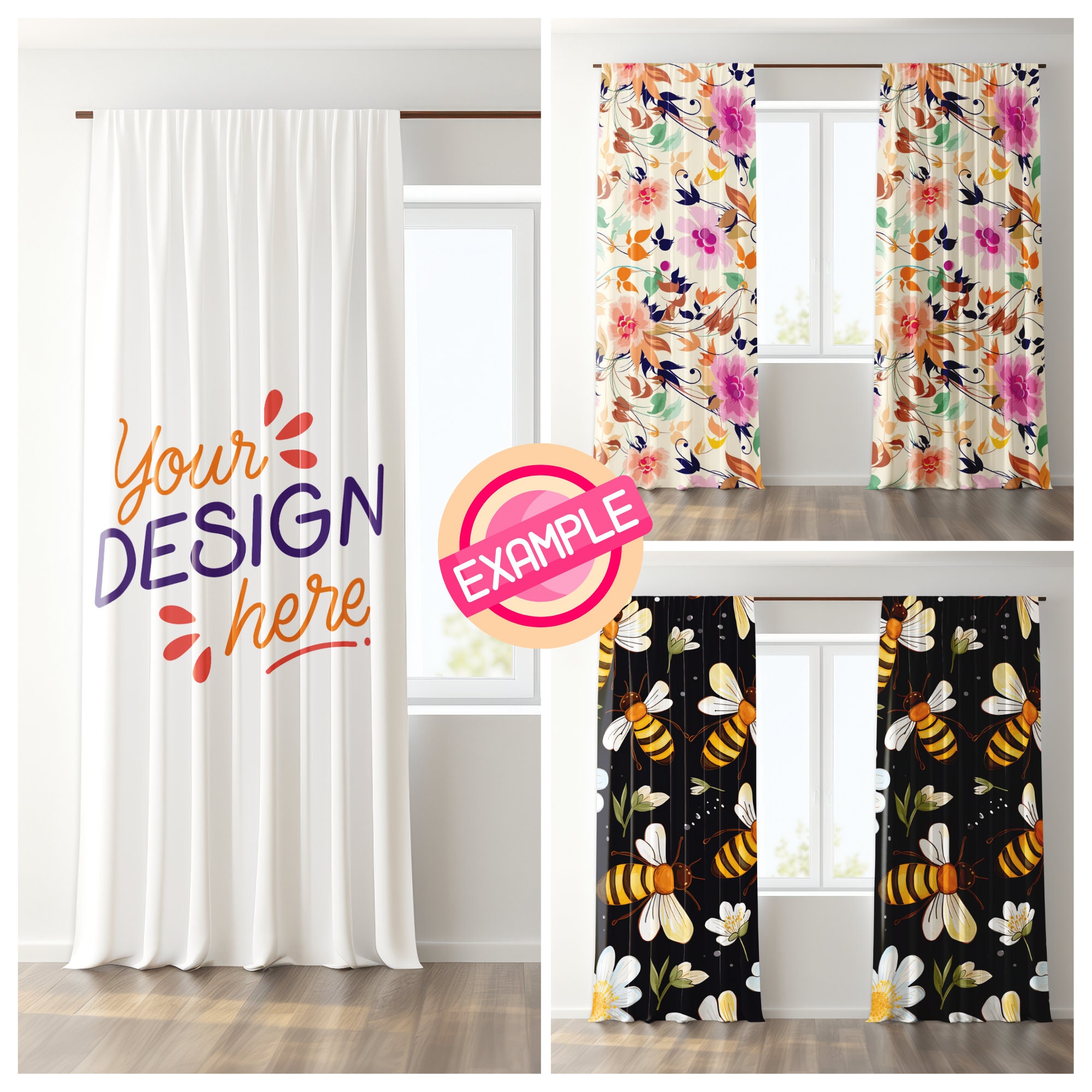 Window Curtains Mockup Bundle Window Curtains Mockup Editable Curtains ...