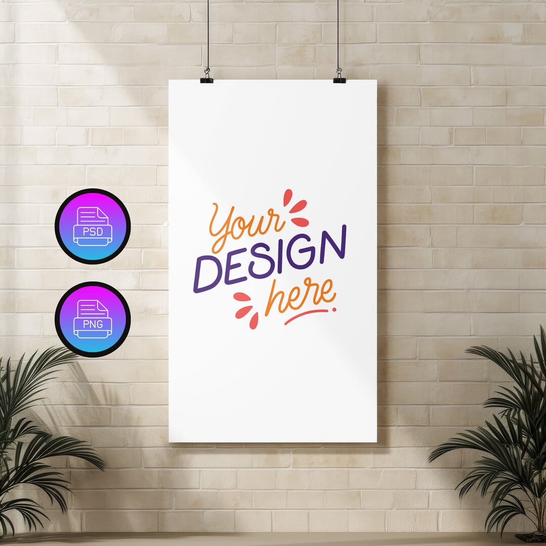 Hanging Vertical Poster Mockup | 30 X 52 Poster Mockup | Boho Poster ...