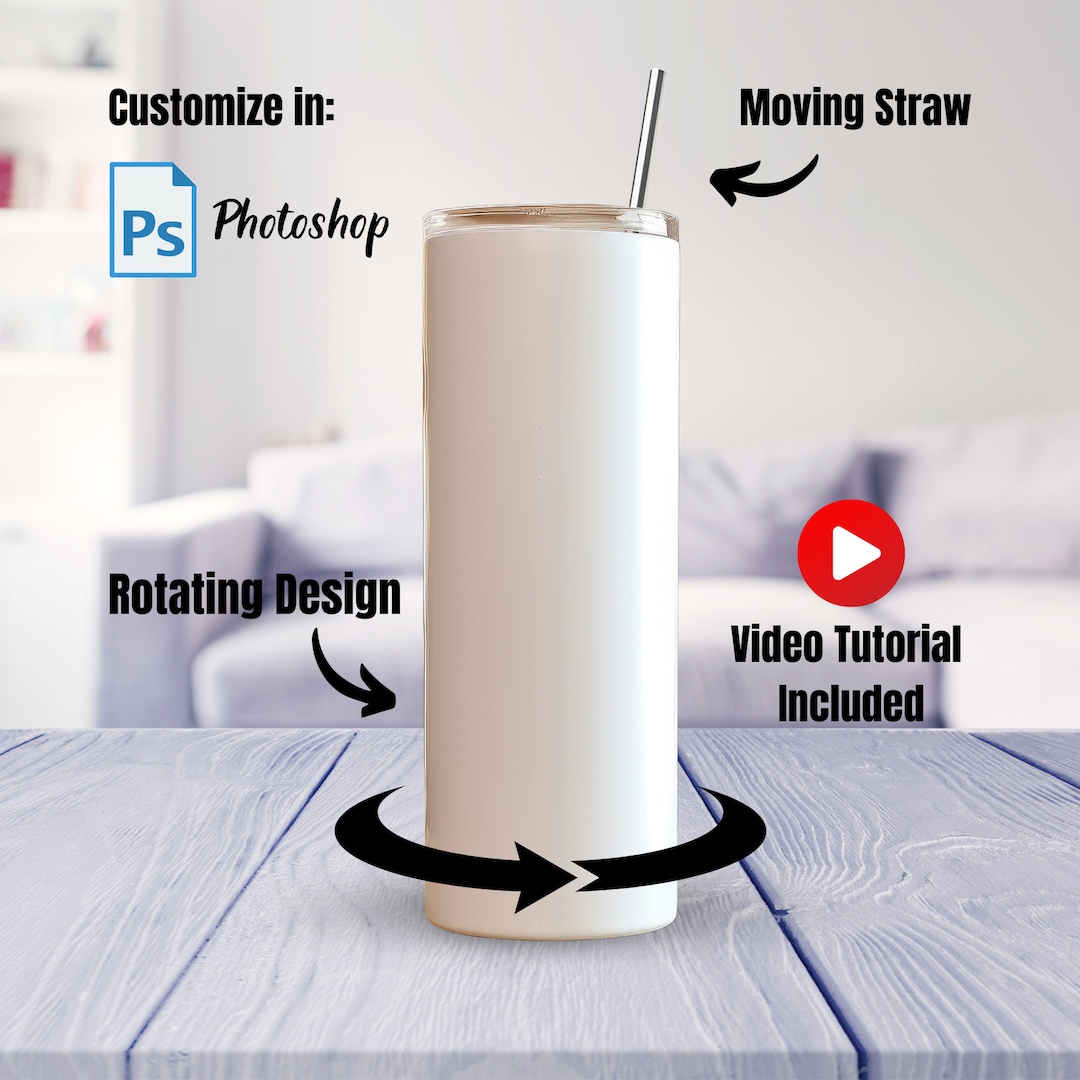 20 Oz Rotating Tumbler Mockup | Animated Design, PSD (digital Download ...