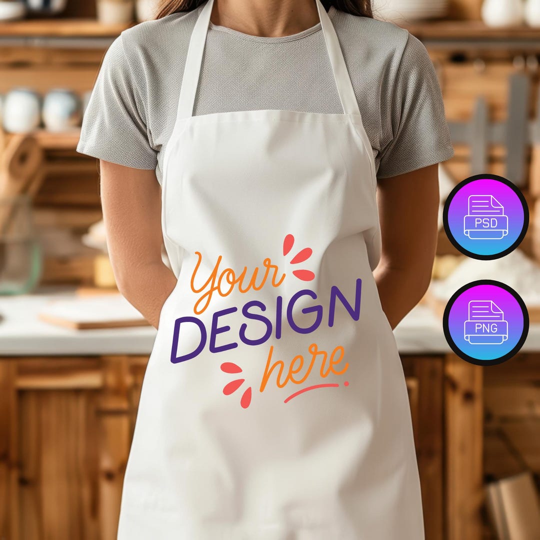 Kitchen Apron Mockup: Changeable Straps, Female Model (PSD & PNG) - Etsy