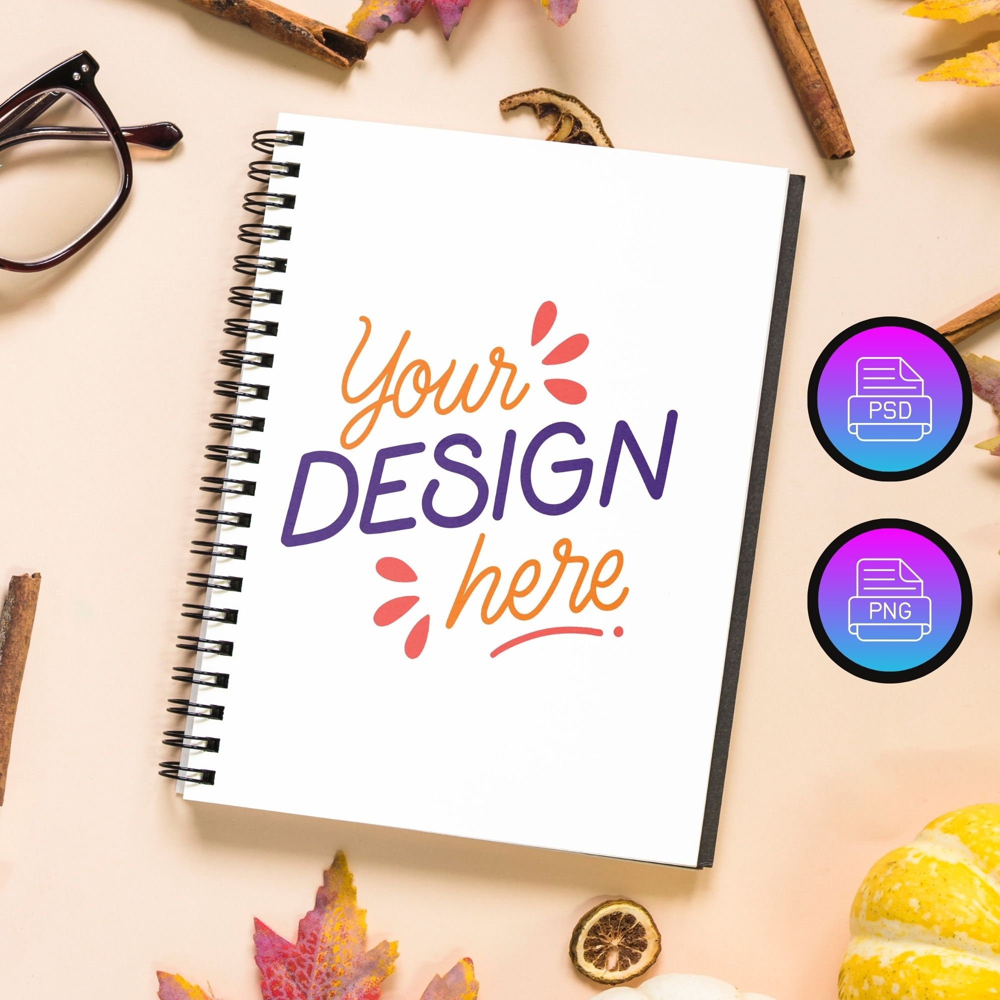 Black Spiral Notebook Mockup: 6x8 Boho Planner (PSD & PNG) - Etsy