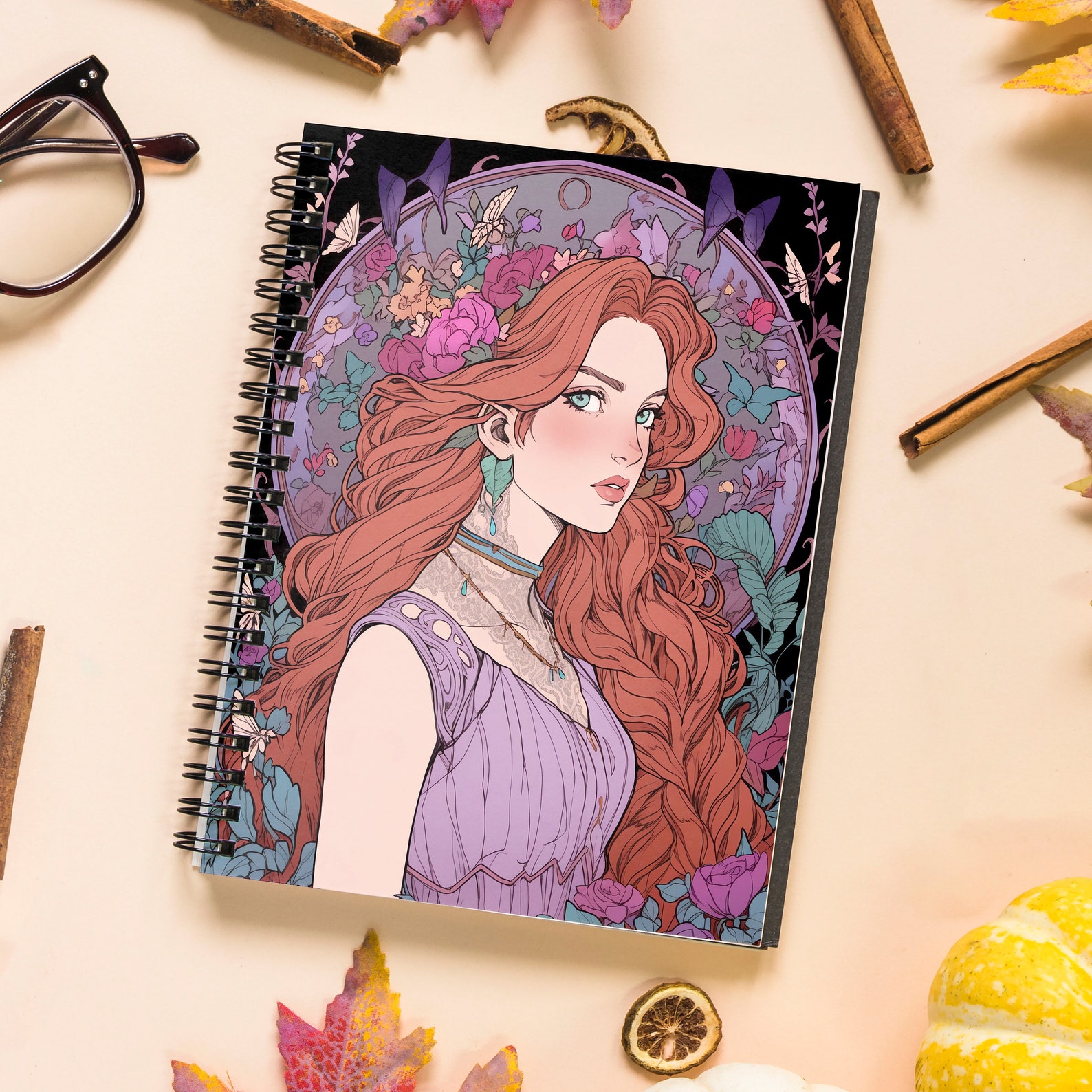 Black Spiral Notebook Mockup: 6x8 Boho Planner (PSD & PNG) - Etsy