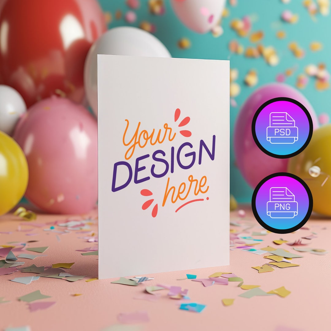 Card Mockup: Birthday, Shower, Party Invitation (PNG, PSD) - Etsy