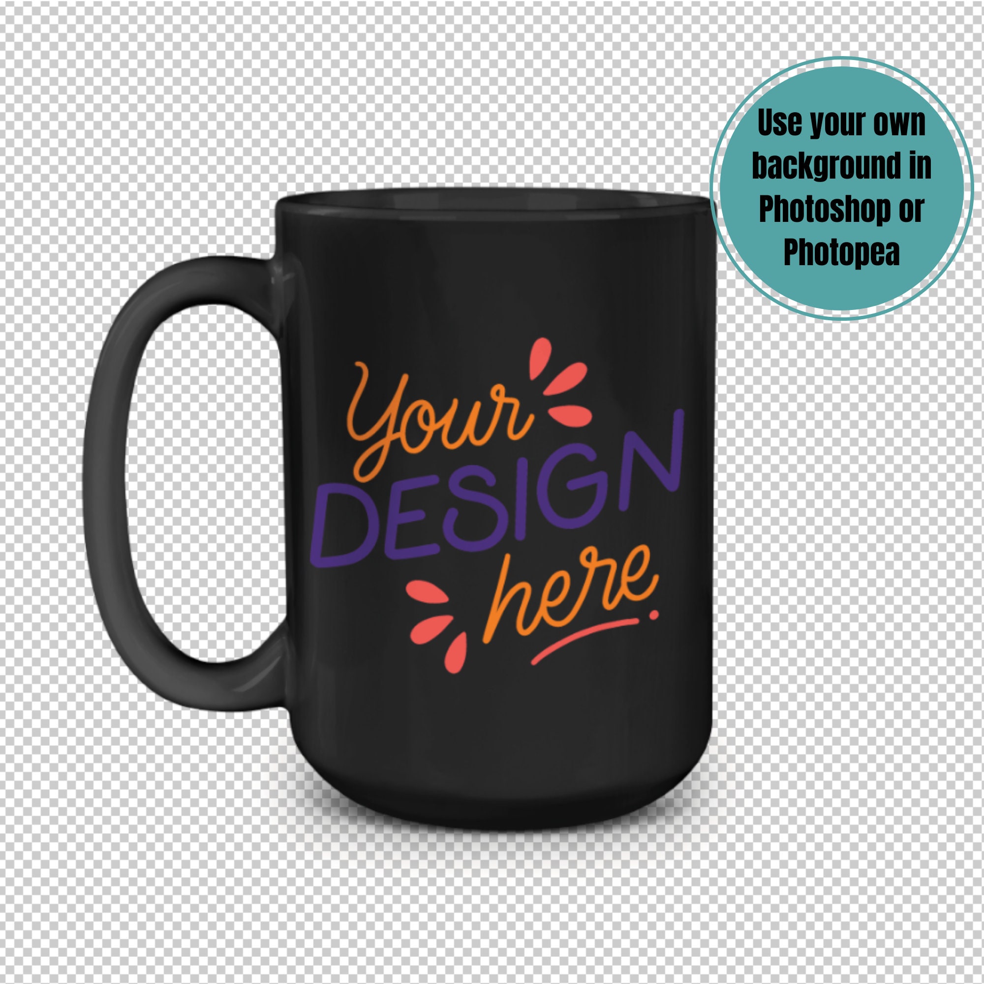 15 Oz Mug Mockup Ceramic Mug Mockup Black Coffee Mug Mockup POD Ceramic ...