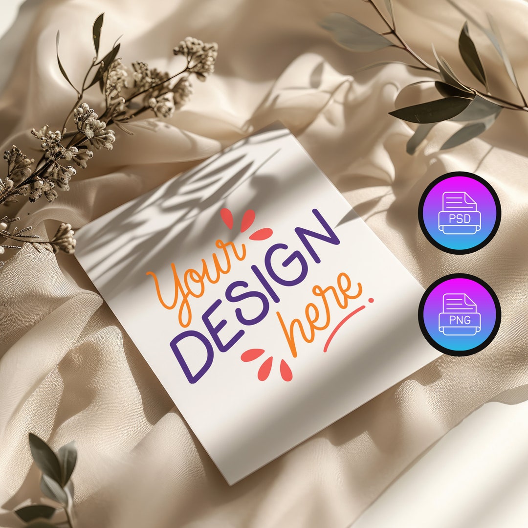 Boho Wedding Invitation Mockup: 5x6 Card, Canva PNG & PSD (digital ...