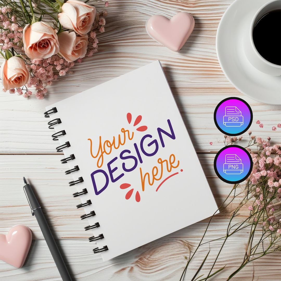 Spiral Bound Journal Mockup | Boho Journal Mockup | Black Spiral ...