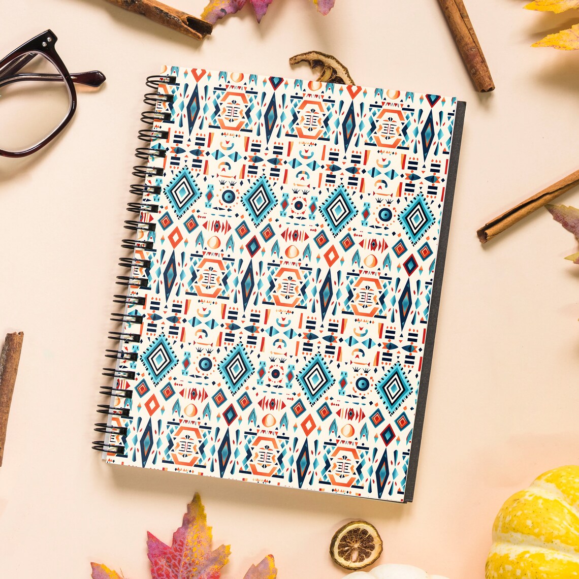 Black Spiral Notebook Mockup: 6x8 Boho Planner (PSD & PNG) - Etsy