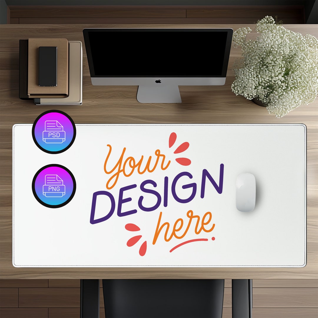 Desk Mat Mockup | 36 X 18 Inches Desk Mat Mockup | Large Mousepad ...