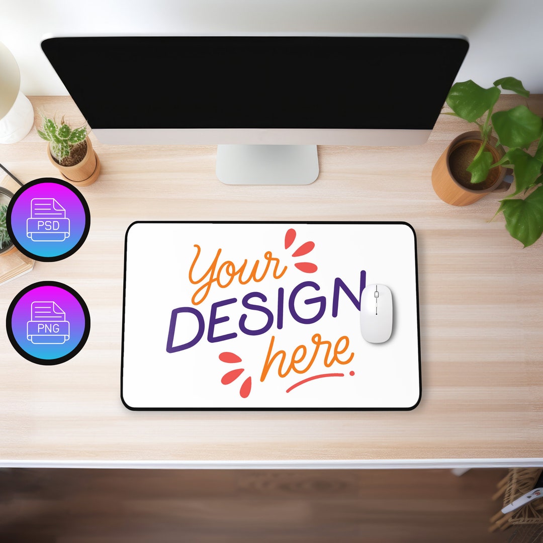 Desk Mat Mockup | 18 X 12 Inches Desk Mat Mockup | Black Edges Mousepad ...