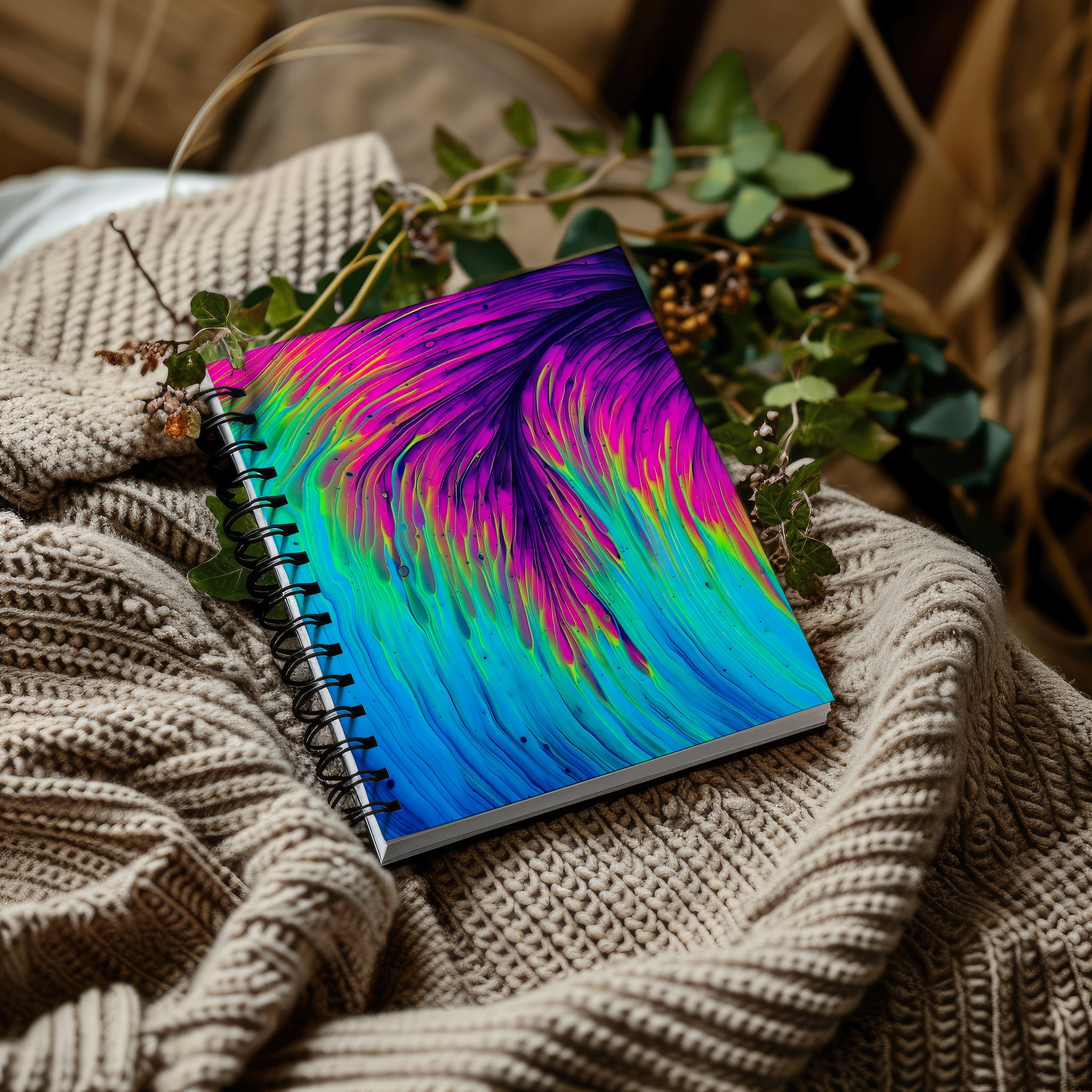 Spiral Bound Journal Mockup Boho Journal Mockup Black Spiral Journal ...