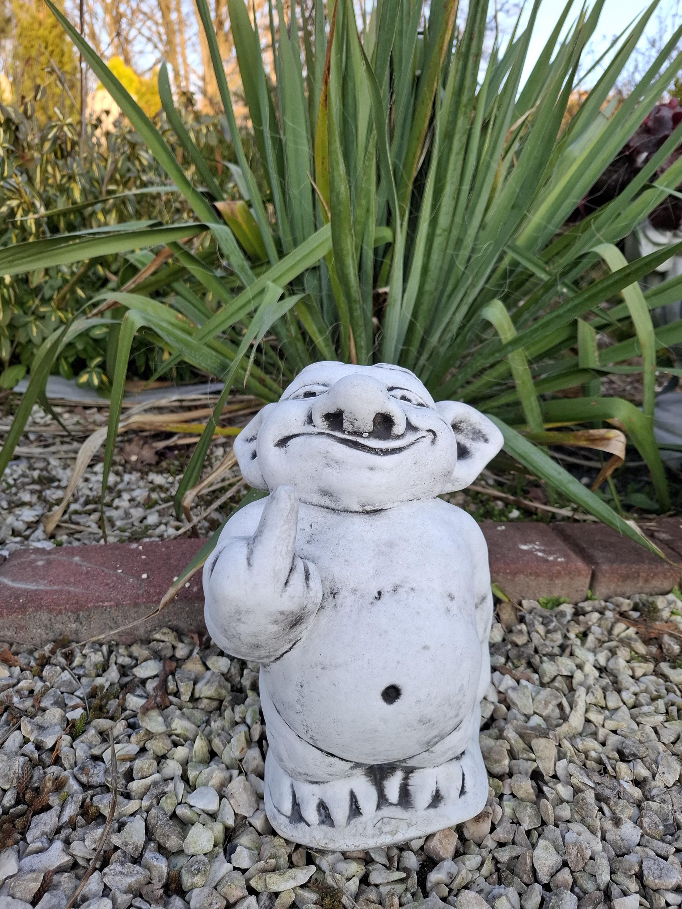 Troll Sculpture With Middle Finger a Decoration for the Garden Concrete ...