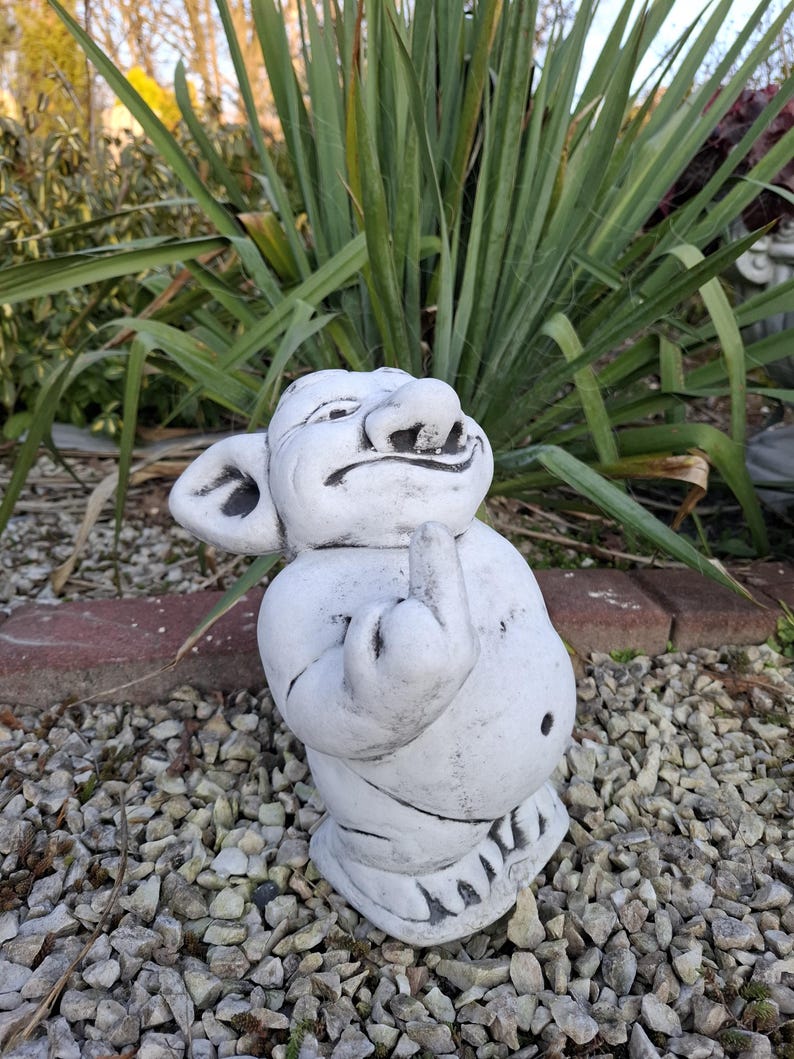 Troll Sculpture With Middle Finger a Decoration for the Garden Concrete ...