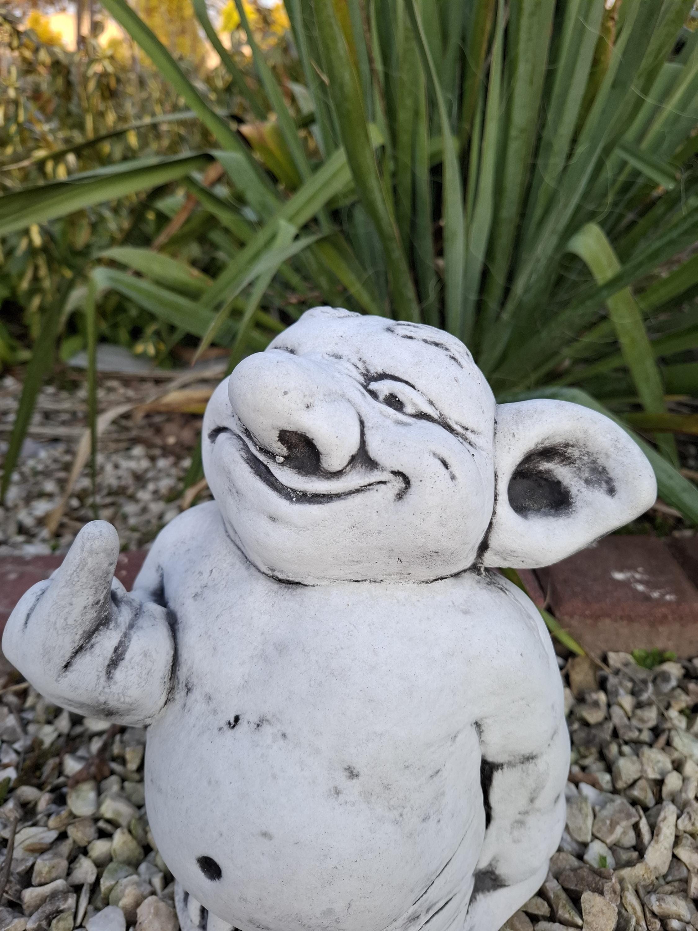 Troll Sculpture With Middle Finger a Decoration for the Garden Concrete ...