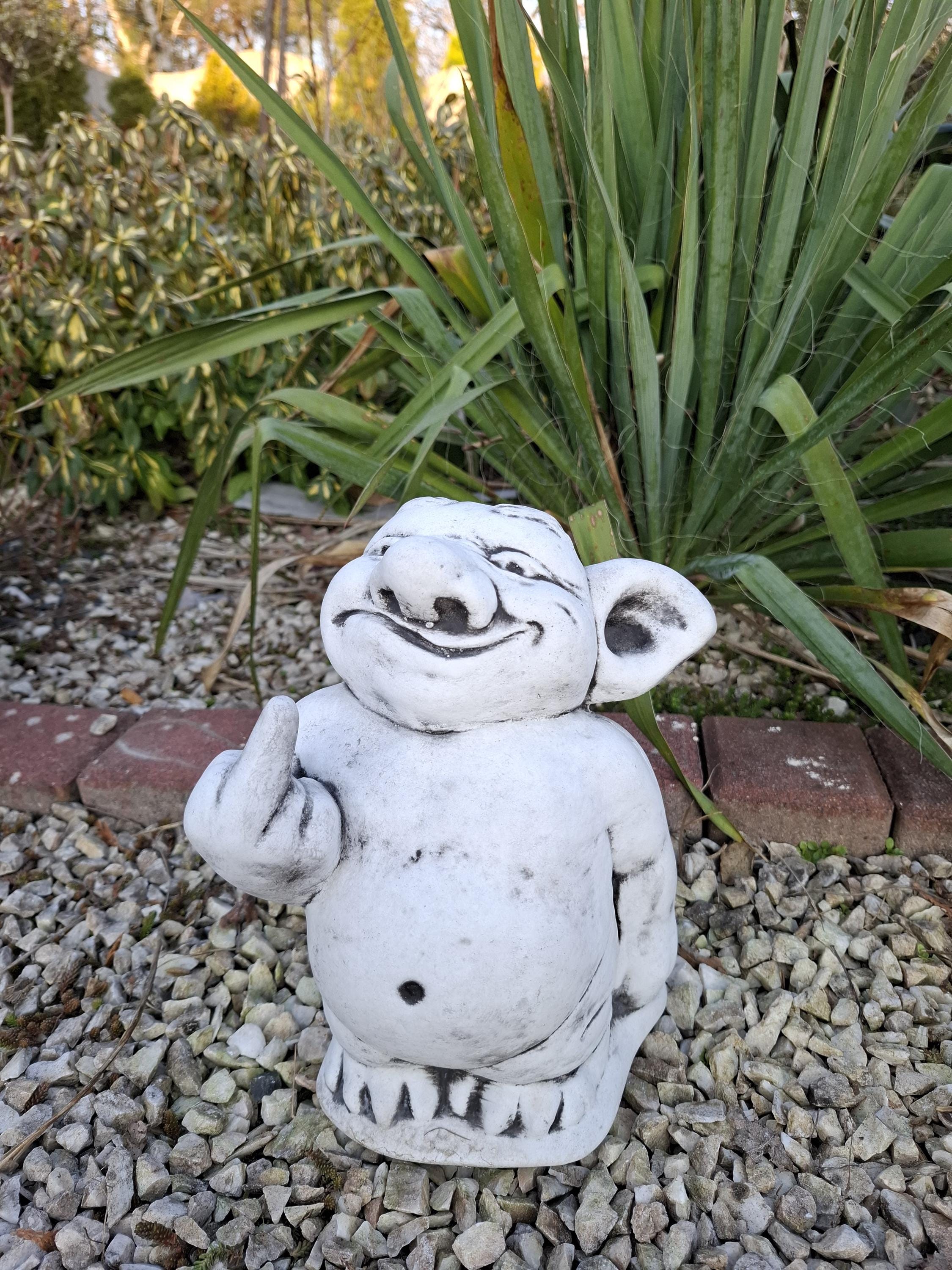Troll Sculpture With Middle Finger a Decoration for the Garden Concrete ...