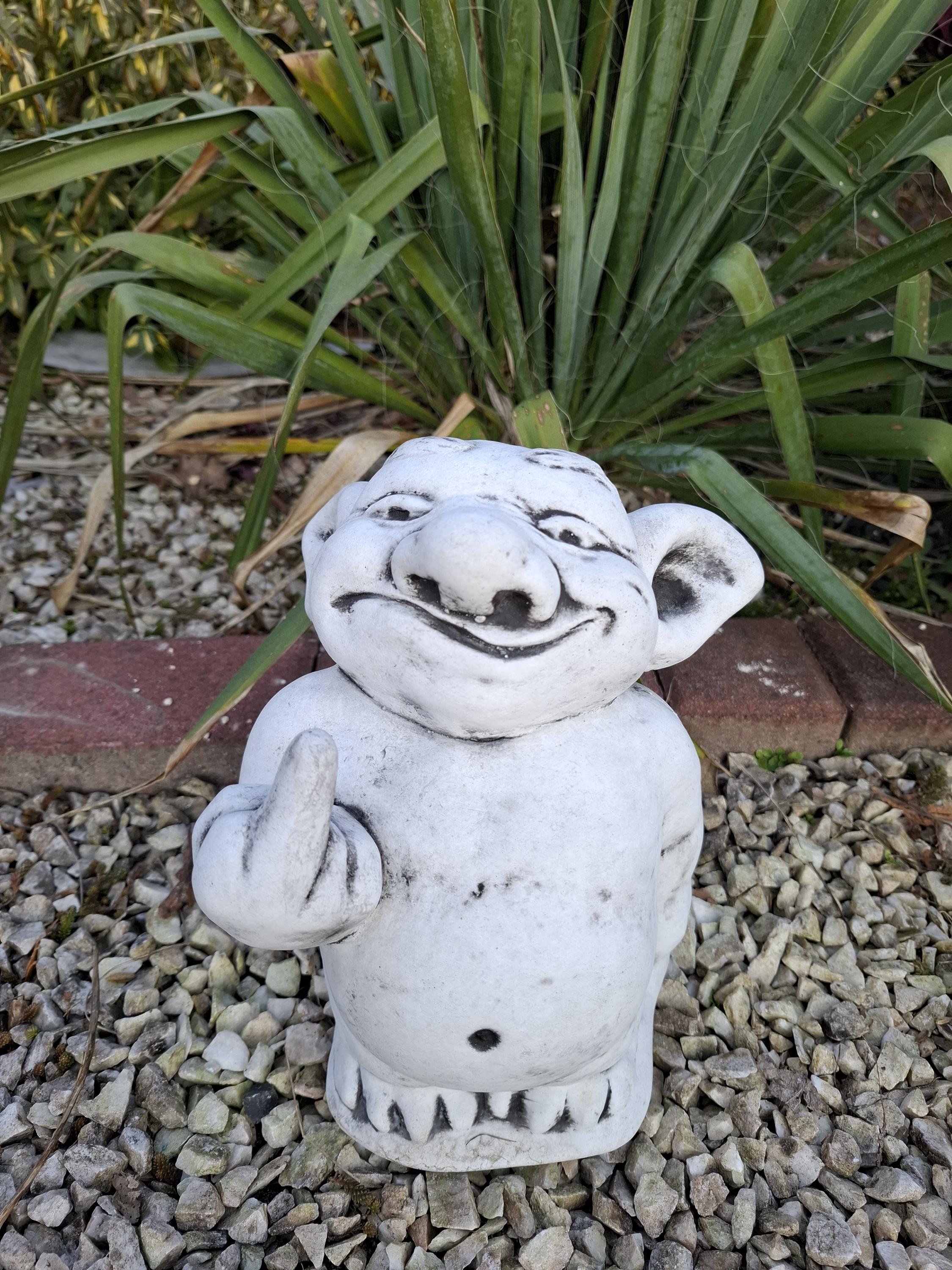 Troll Sculpture With Middle Finger a Decoration for the Garden Concrete ...