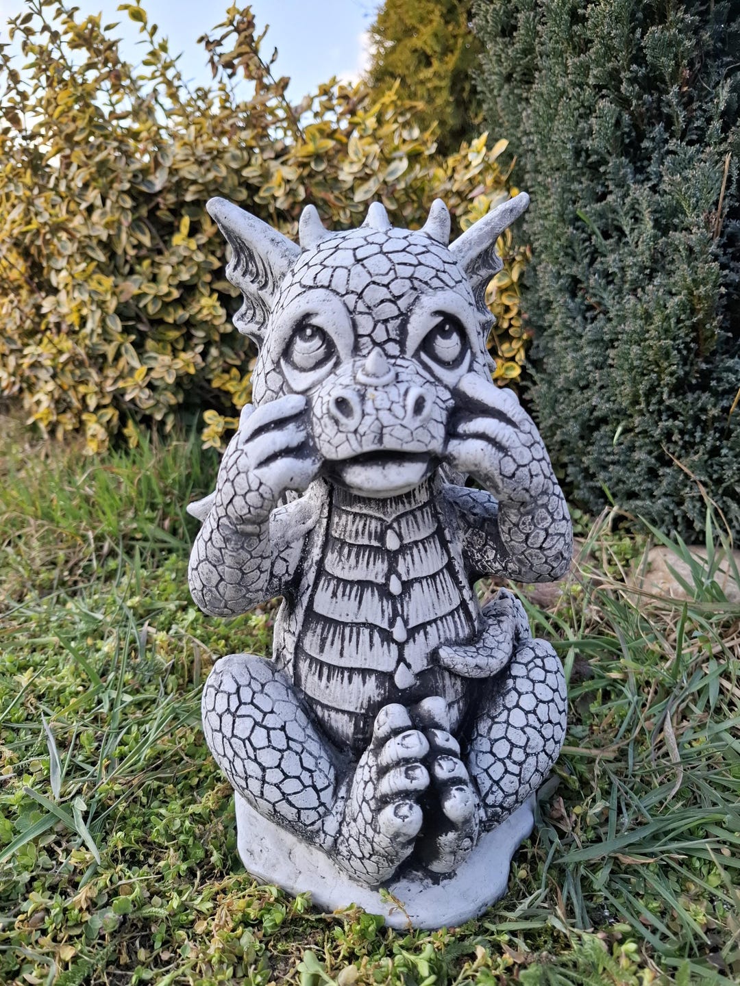 Concrete Figure of a Sad Dragon Sculptural Decoration for the Garden - Etsy