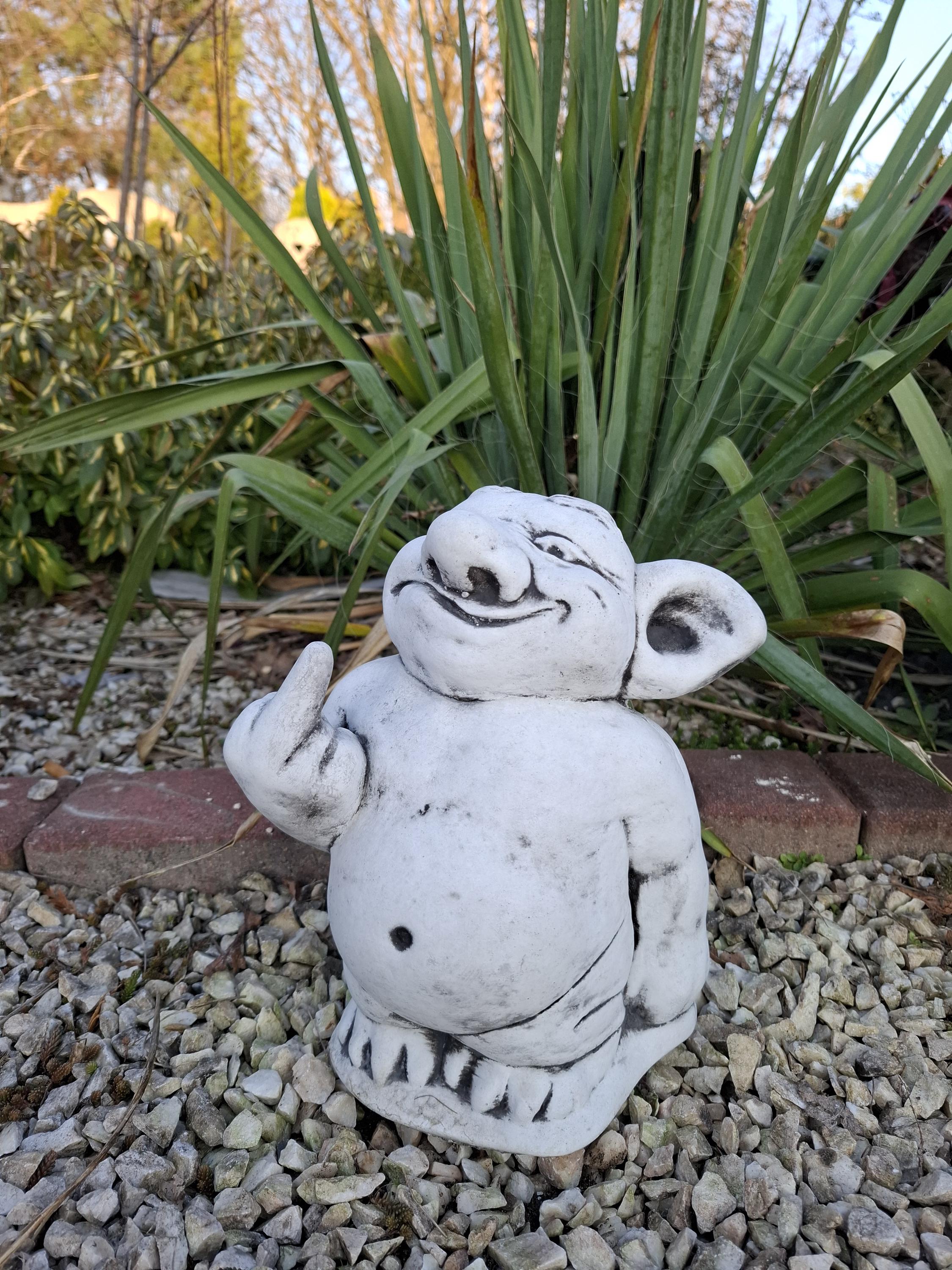 Troll Sculpture With Middle Finger a Decoration for the Garden Concrete ...