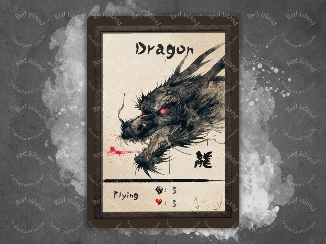 DRAGON Sumi-e Japanese Art Token for MTG and Other Trading Card Games ...