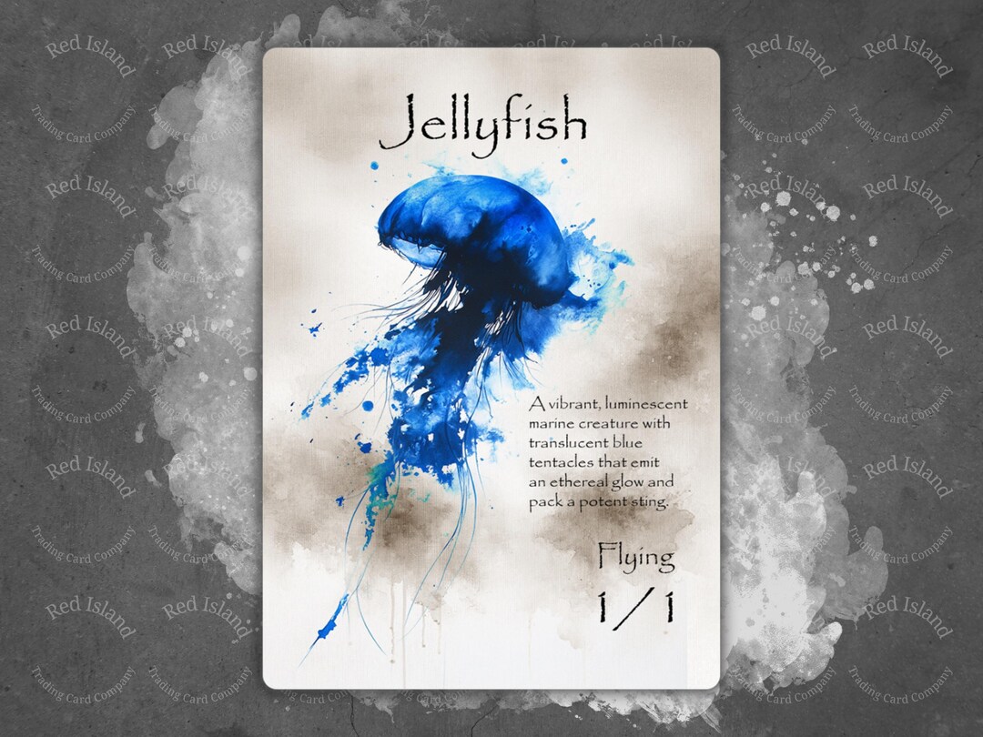 JELLYFISH (1/1, Flying) Watercolor Art Token for MTG Magic the ...
