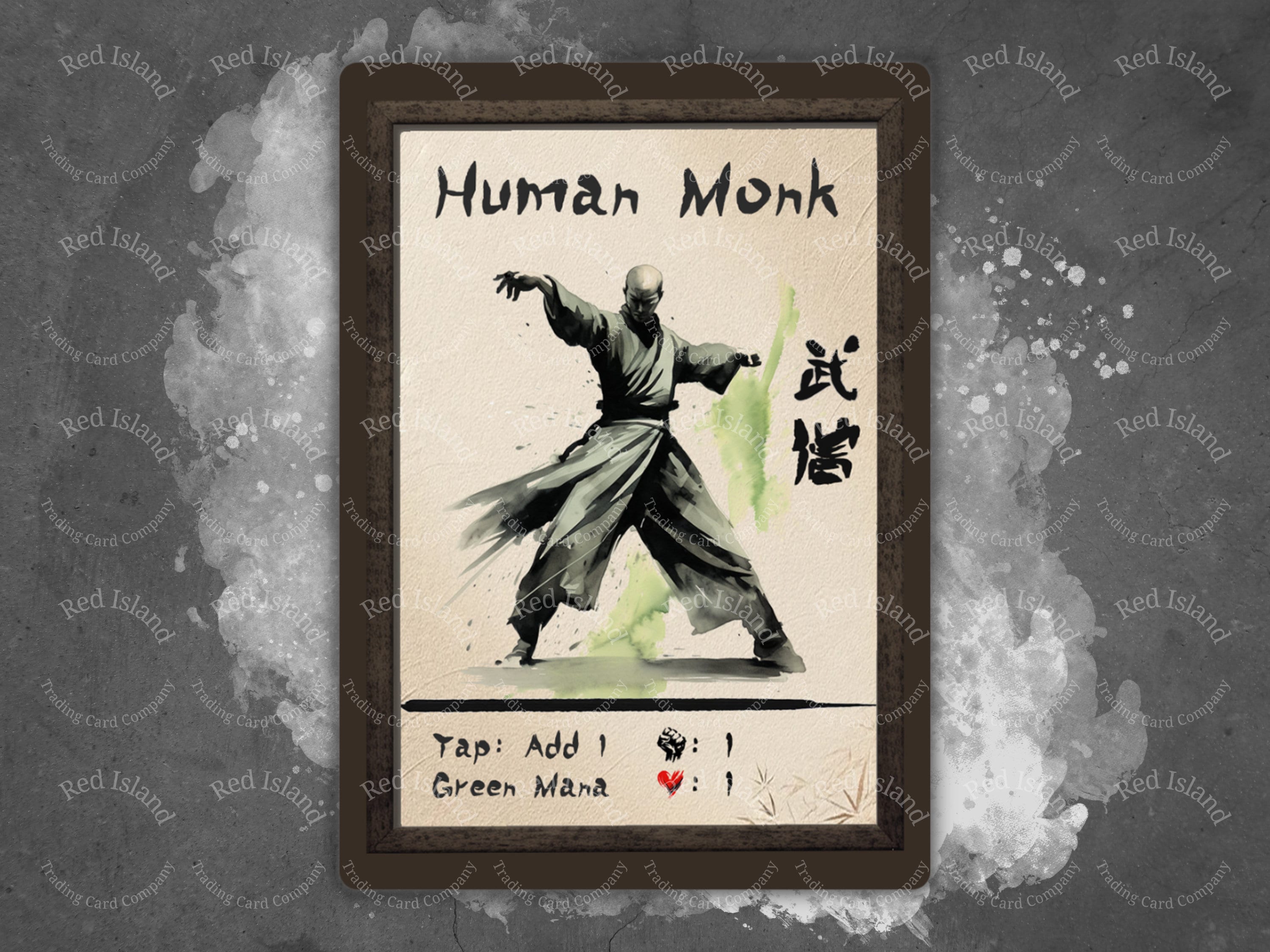 HUMAN MONK Sumi-e Japanese Art Token for MTG and Other Trading Card ...
